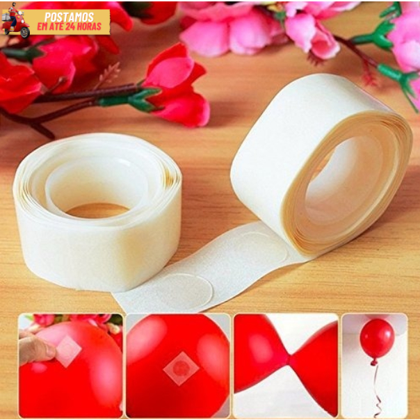 Fita Com 100 Pontos Gota Cola Adesivo Para Bexiga Balão Festa Decoração ...