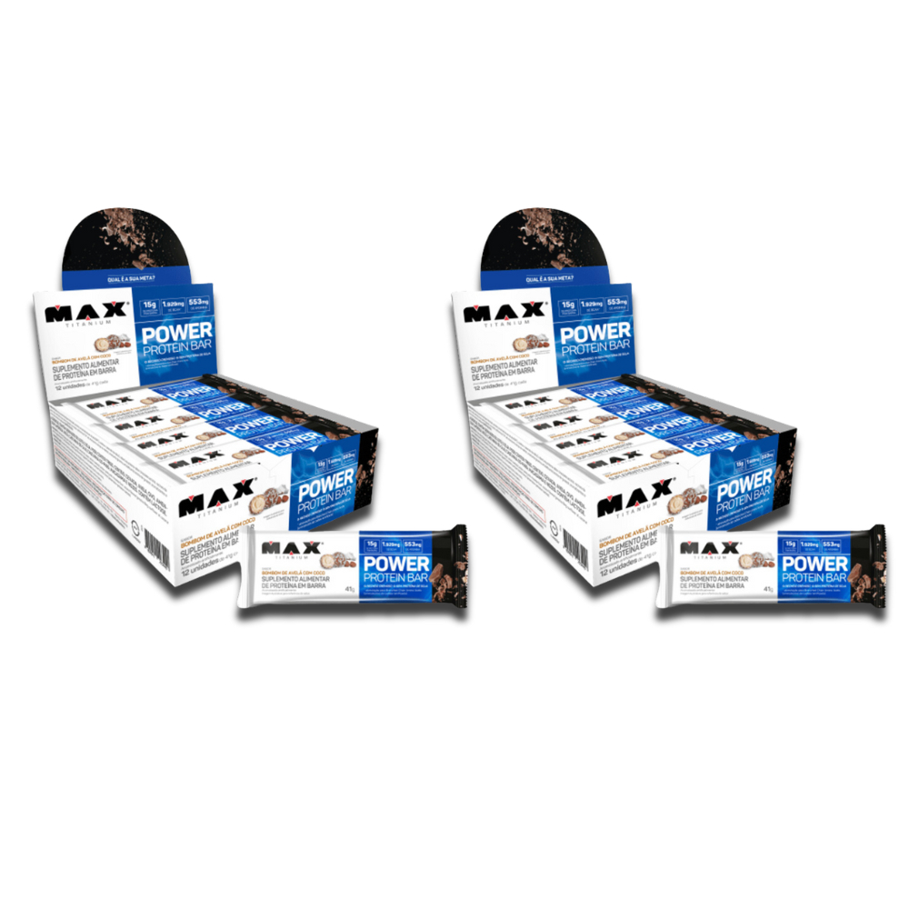 Kit com 2 Caixas de 12 Unidades Power Protein Bar 41G Max Titanium ...