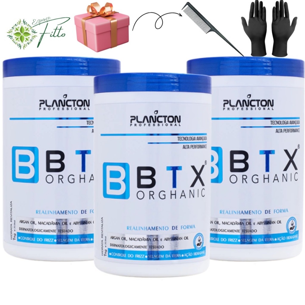 kit 3 Botox Plancton Alinhamento Capilar Btx Orghanic 1kg Plástica ...