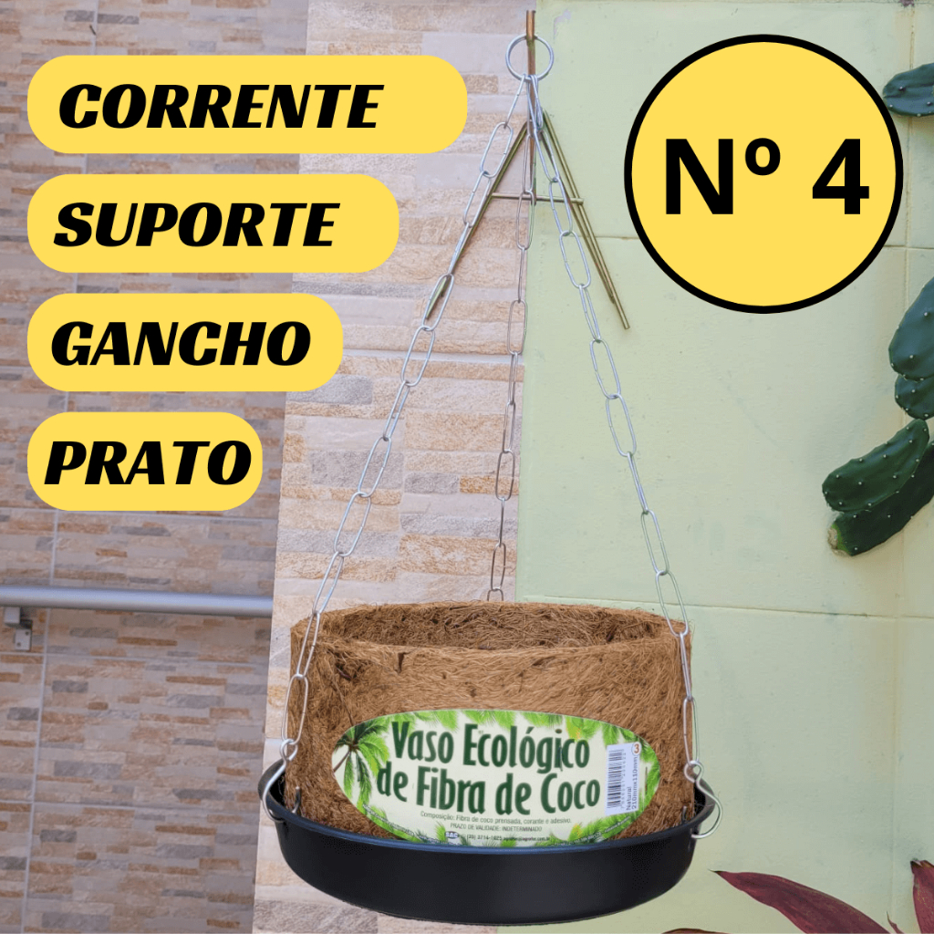 Vaso Grande, Prato, Corrente, Suporte A e Gancho c/bucha/KIT Completo ...