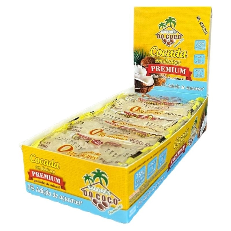 Cocada Premium - Opção Sem Adição De Açúcares - Sabores do Coco Display ...