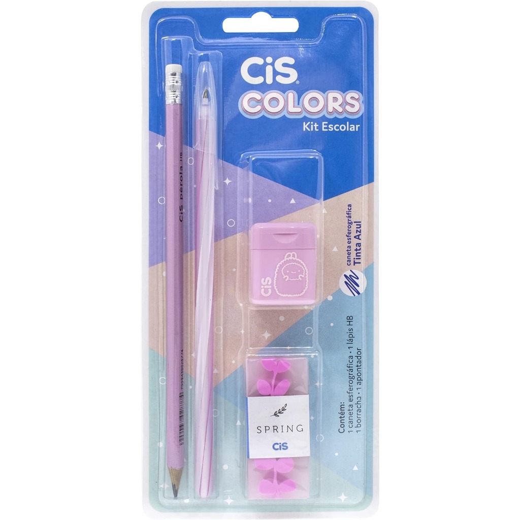 Kit Escolar Cis Colors 4 Peças | Shopee Brasil