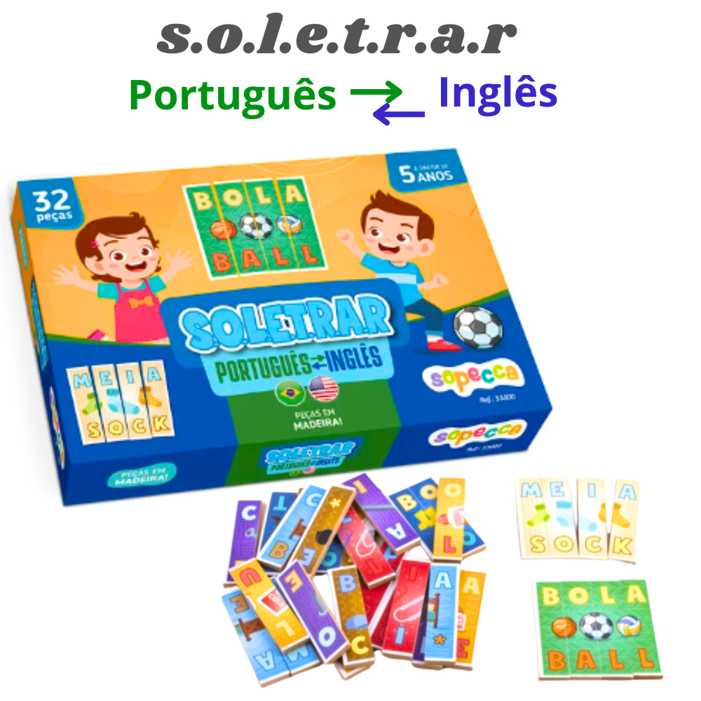 Soletrar Português-Inglês Jogo Interativo 32 Peças De Madeira | Shopee ...