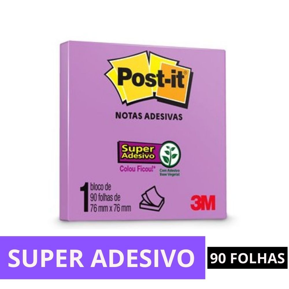 Bloco Adesivo Post-it 3M Iris Lilás 76x76mm 90 Folhas | Shopee Brasil