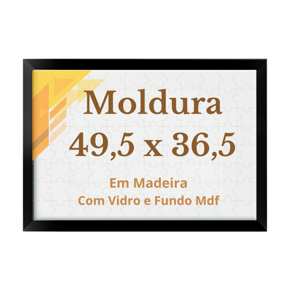 Quadro 49,5x36,5 Com Vidro P/Quebra Cabeça 500 Pçs Moldura Madeira Com ...