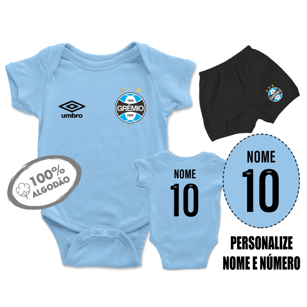 Conjunto Body + Short Bebê Infantil Personalizado Time de Futebol ...