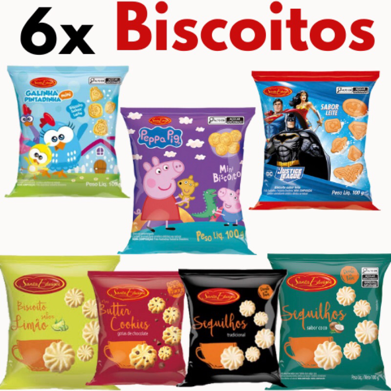 Kit 6 Biscoitos Santa Edwiges Sabores 100g Kit Café da Manhã Kit ...