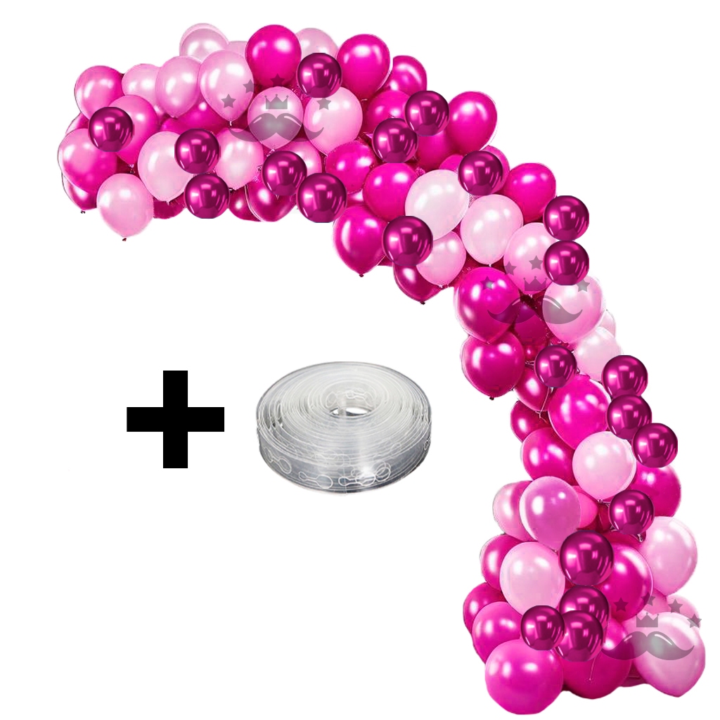 Kit 125 Balões Bexigas Rosa Pink + Rosa Claro + Rosa Metalizado + Fita ...