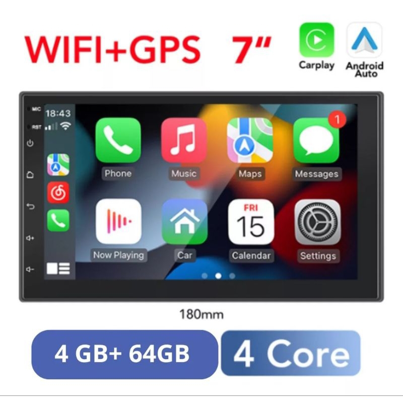 Central multimídia carro 2 Din 7 pol Android 13 Wifi Gps 100% Android Auto CarPlay | Shopee Brasil