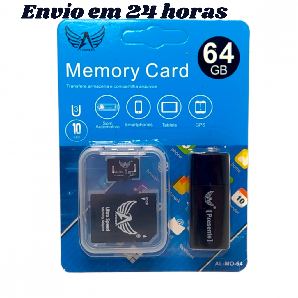 Cartão De Memória 64gb Capacidade Real Adaptdor Sd + Pen Drive Altomex ...