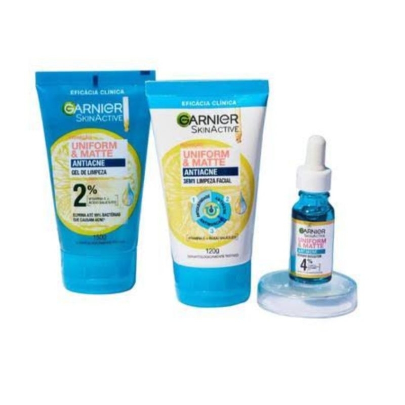 Kit Garnier SkinActive Uniform & Matte Antiacne (3 Produtos) | Shopee ...