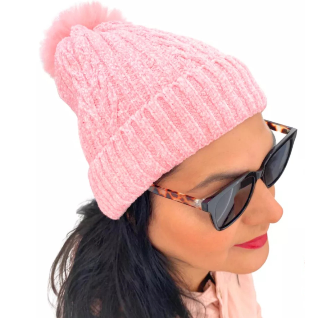 Touca de Inverno com Pelucia Feminina com Pompom forrada Lã Frio ...