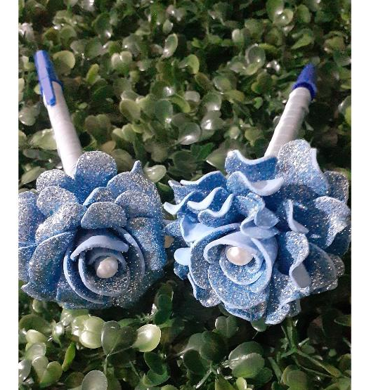 KIT 10 CANETA DECORADA COM FLOR EM EVA PARA LEMBRANCINHA | Shopee Brasil