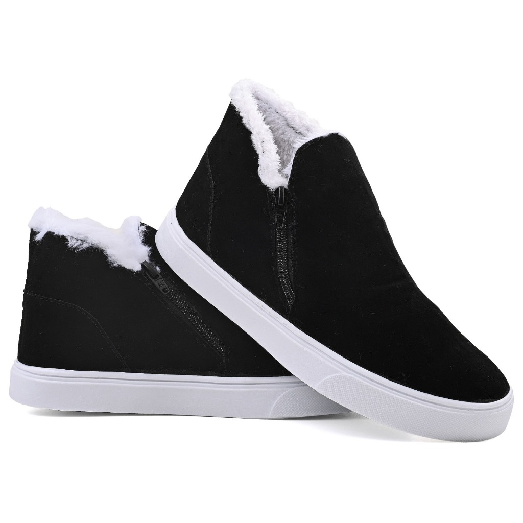 Tenis Botinha Feminino Bota Inverno Forrada Pelos Frio lã Peluciada ...