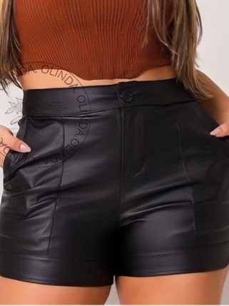 Short Couro Fake Feminino Plus Size | Shopee Brasil