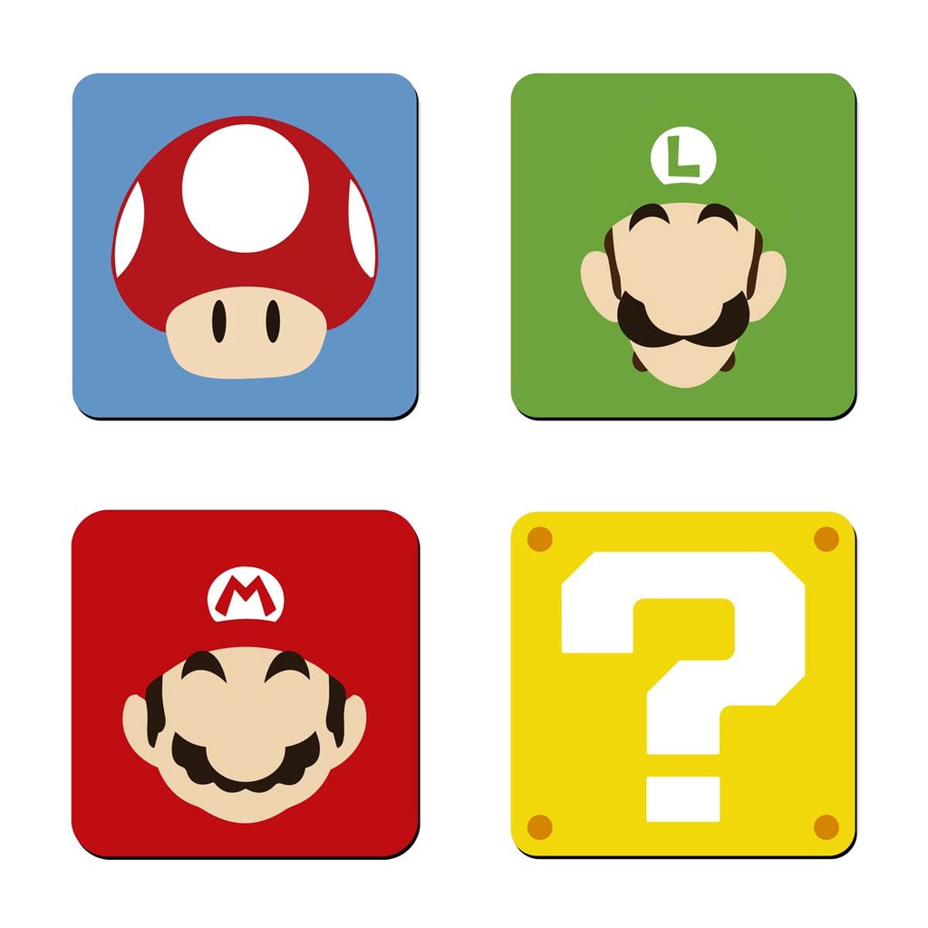 Kit 4 Porta Copos Bolacha Descanso - Decoração Mesa Posta Mario ...