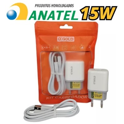 Original AGOLD Carregador Tomada Usb e Cabo tipo c / V8 /IPHONE 3.1A ...