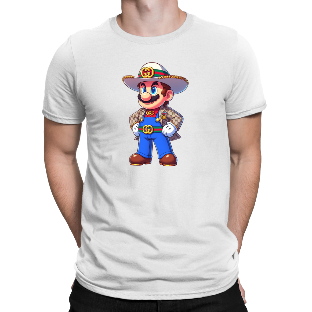 Camiseta Masculina Estampada Mario Gucci Streetwear 100% Algodao ...