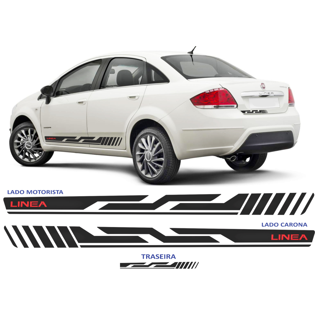 ADESIVOS FIAT LINEA FAIXAS LATERAL E TRASEIRA KIT | Shopee Brasil