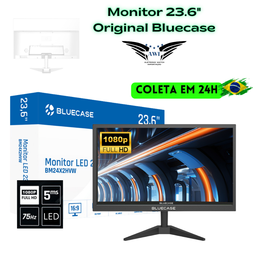 Monitor 23.6" 75Hz HDMI C/ Tempo de Resposta de 5ms Tela LED Full HD ...
