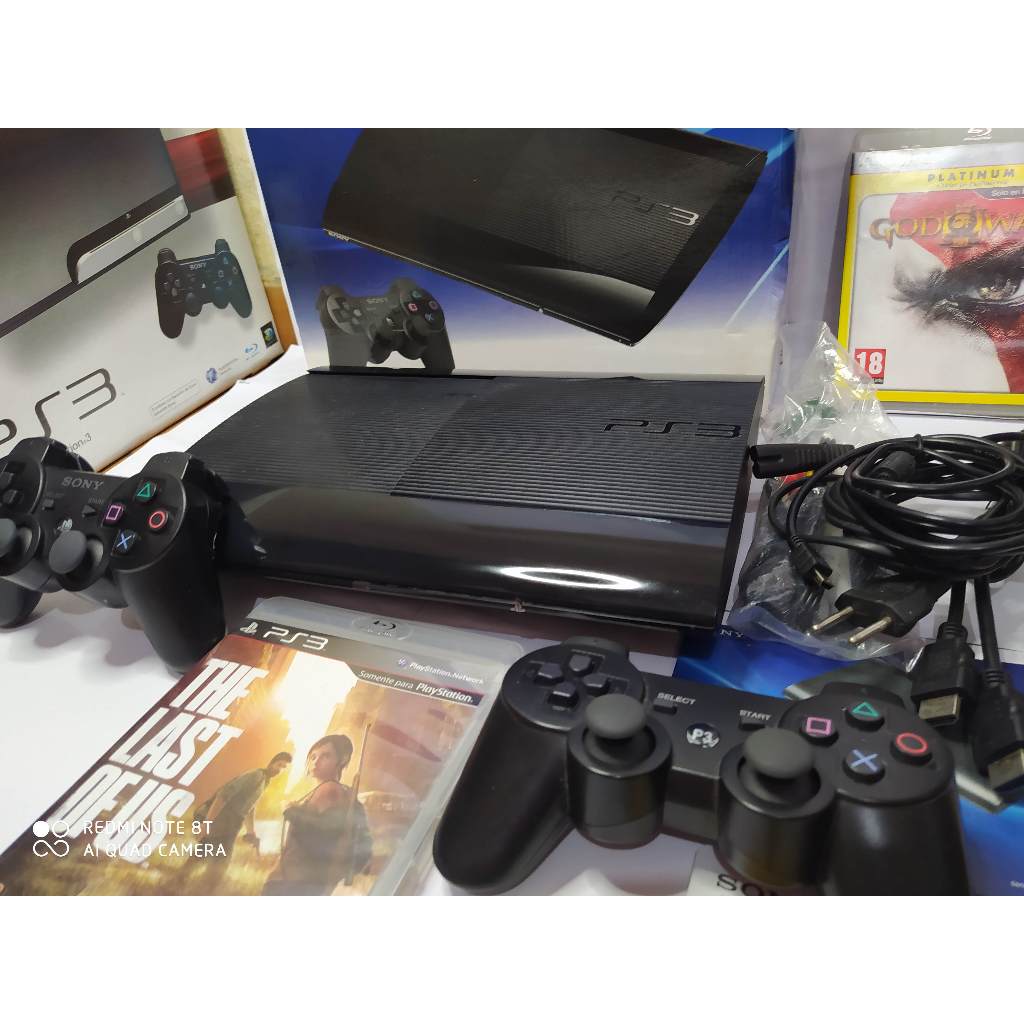 SONY PLAYSTATIO 3 SUPER SLIM PS3 2 CONTROLE 130 GAME 500GB