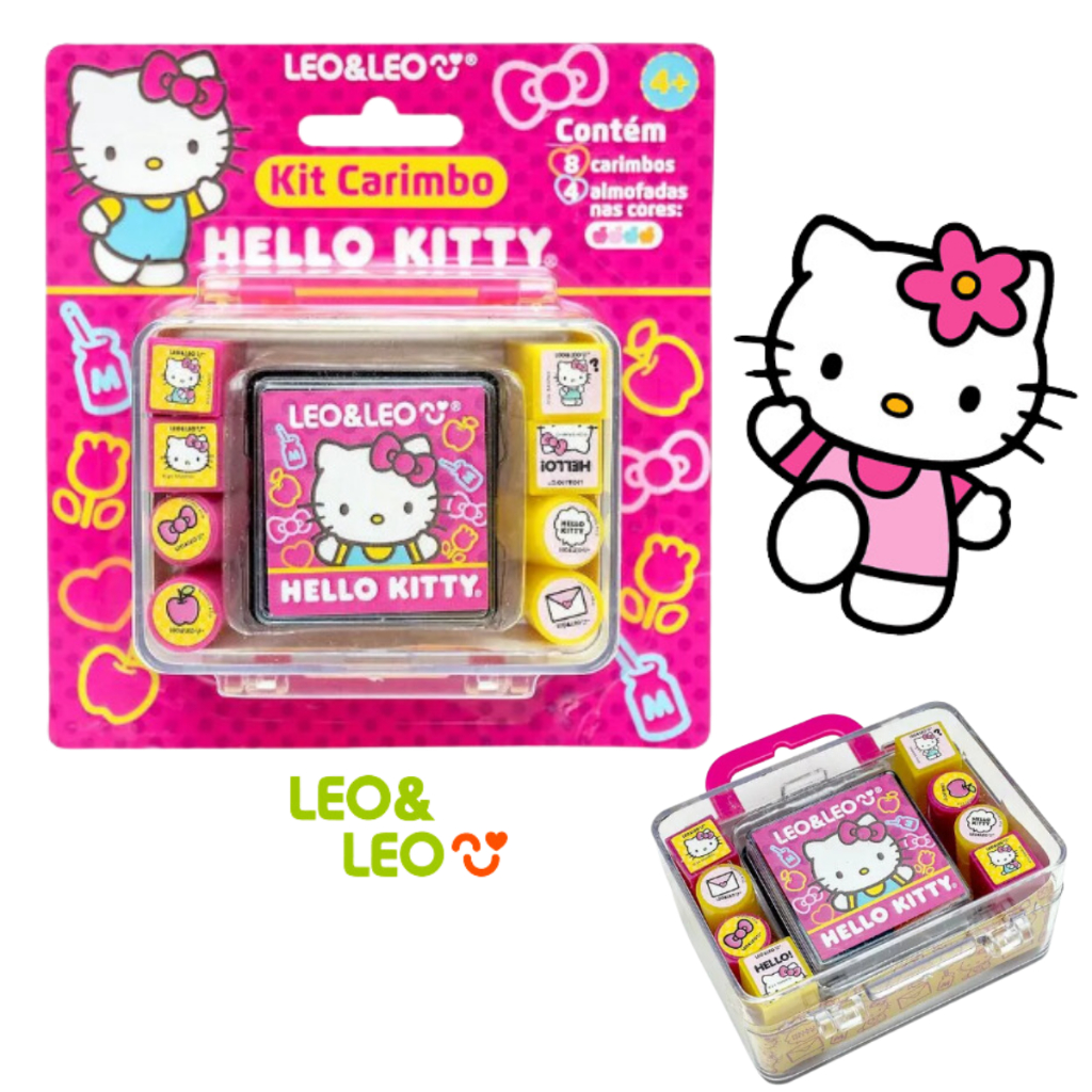 Kit Maleta Hello Kitty Carimbos e almofada brinquedo Leo e Leo | Shopee Brasil