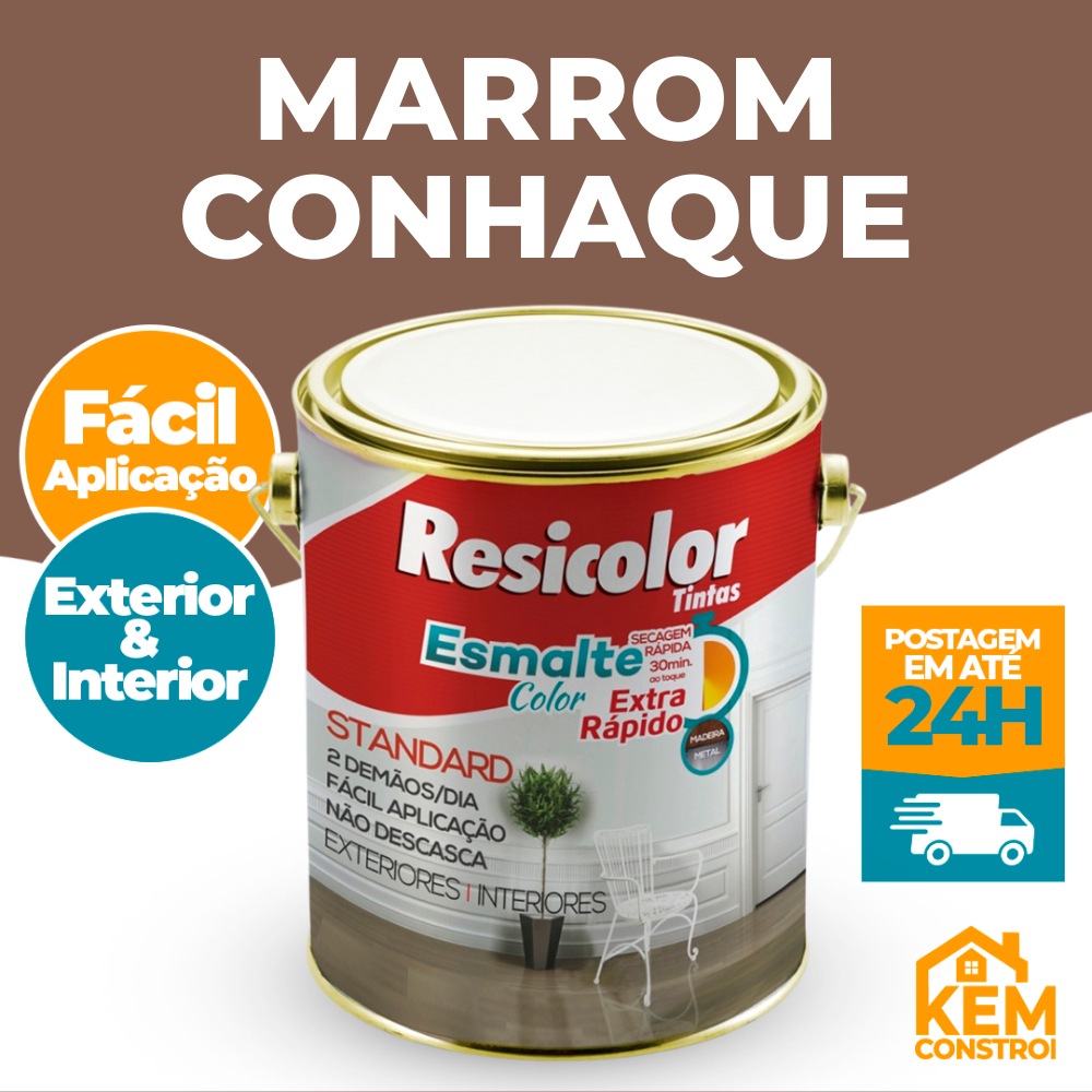 Tinta Esmalte Sintetico Brilho Standard Madeira Ferro latão cor Marrom ...