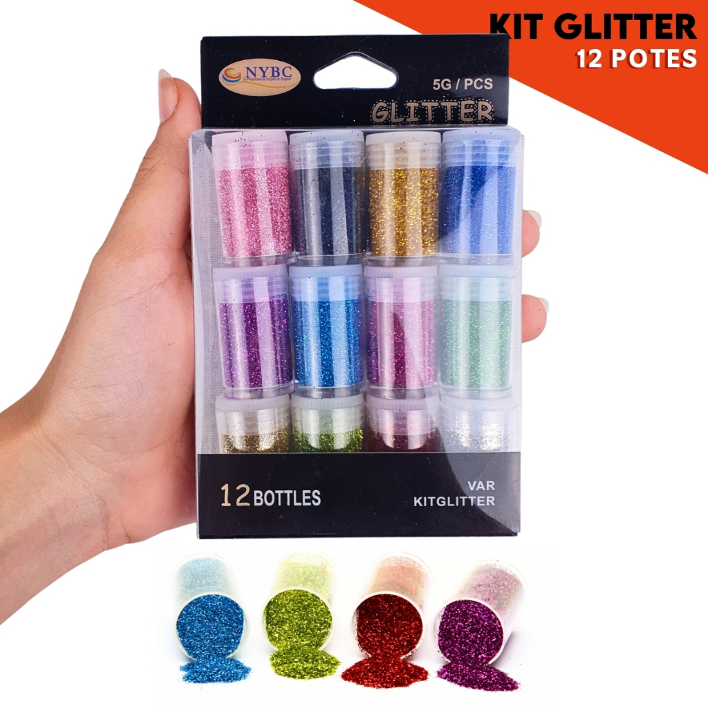 Gliter - Pacote com 12 Cores de 5 Gramas Cada. | Shopee Brasil