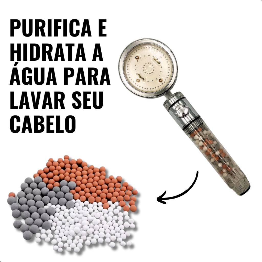 DUCHA PURIFICAÇÃO IÔNICA ION REMOÇÃO CLORO ECONOMIA ÁGUA SALÃO BELEZA ...