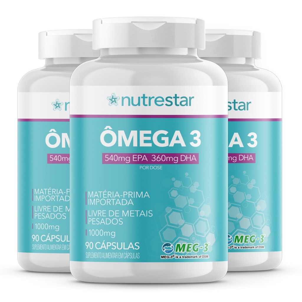 Kit3x Ômega 3 Meg-3 Epa 540mg-dha 360mg, 1000mg, Nutrestar | Shopee Brasil