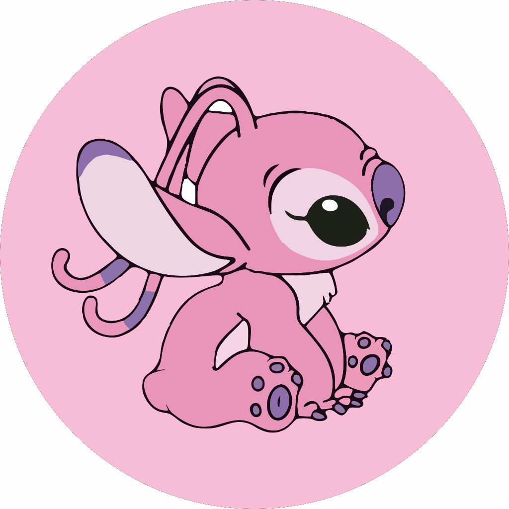 Painel em Lona Redondo Festa Angel Stitch Rosa | Shopee Brasil