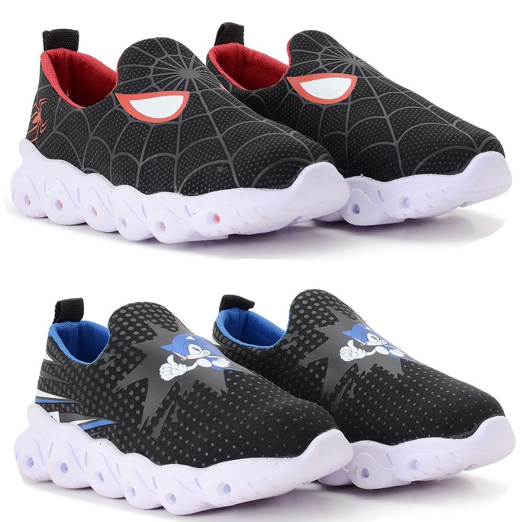 Tênis Infantil Sonic Homem Aranha Menino slip on sem cadarço lançamento ...