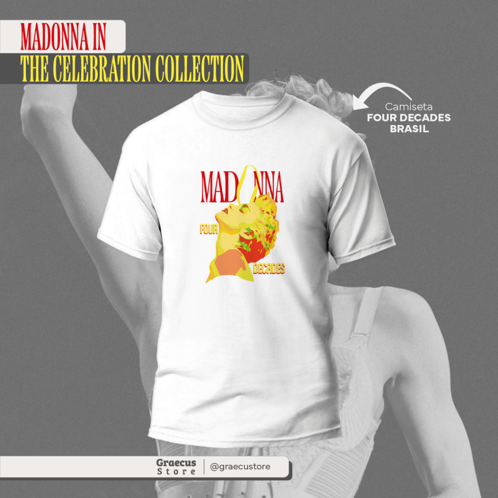 CAMISETA FOUR DECADES BRASIL MADONNA - PLUS SIZE | Shopee Brasil