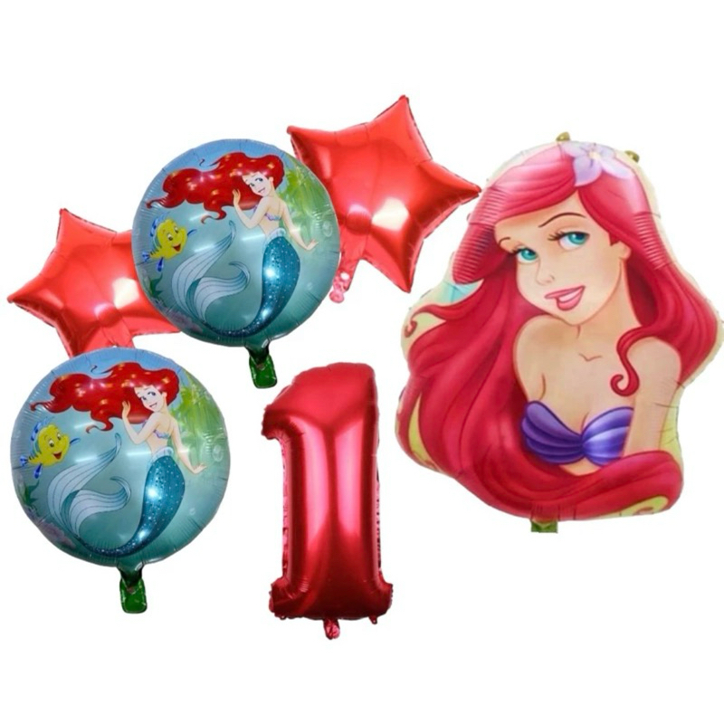 Kit C/6 Balão Metalizado Pequena Sereia Ariel Redondo 45Cm/Corpo 65Cm ...