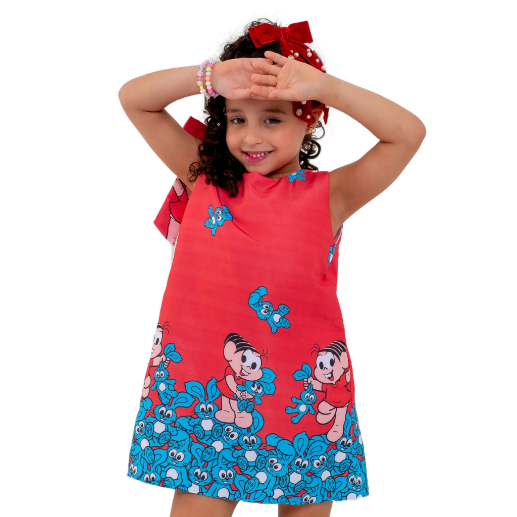 vestido da Mônica, roupa temática infantil, festa da Monica, menina ...