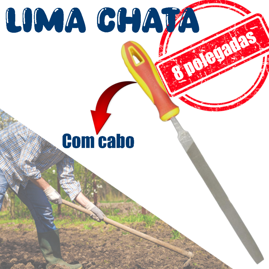 lima chata 8 polegadas com cabo para amolar enxada lima original STARRET | Shopee Brasil
