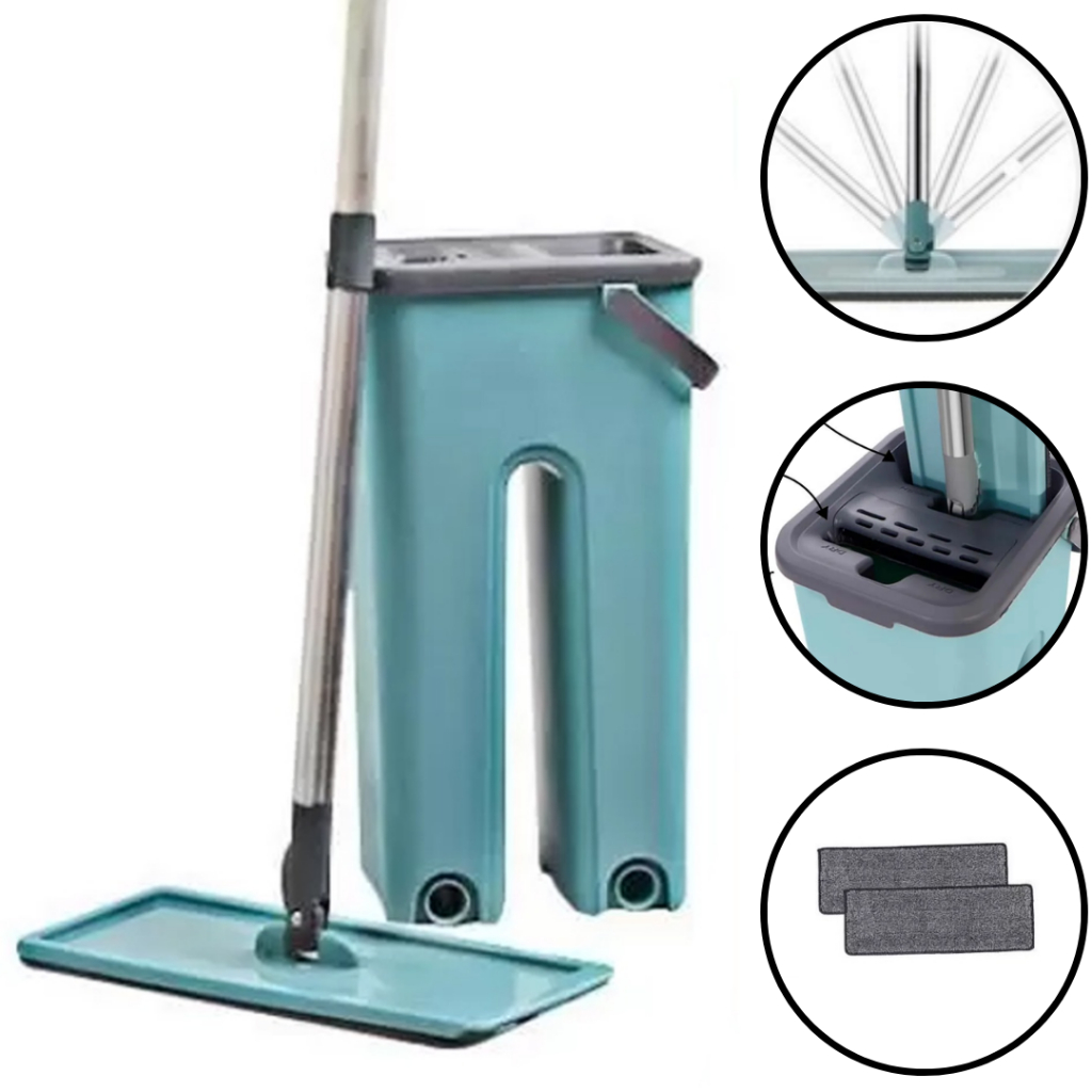 Mop Flat Multiuso com Balde Separa Agua Suja e Limpa Limpeza de Casa Rodo Esfregão Microfibra ...