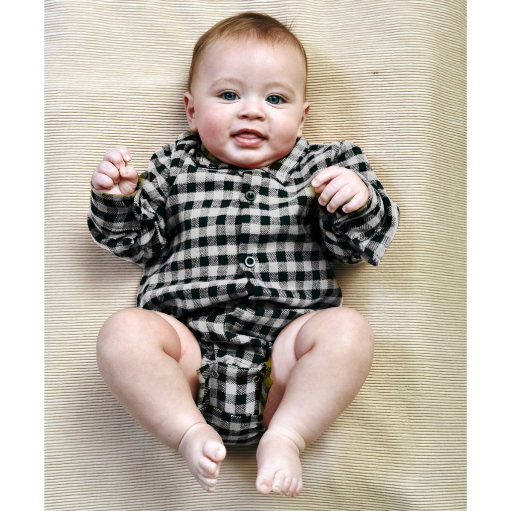 Body Bebê Menino Manga Longa Estampa Xadrez Promoção | Shopee Brasil