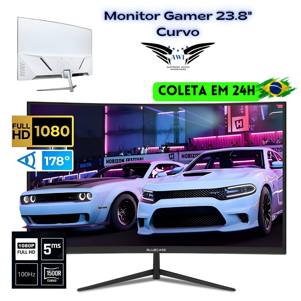 Monitor Gamer Curvo 23.8" 100Hz HDMI C/ Tempo de Resposta de 5ms Tela ...