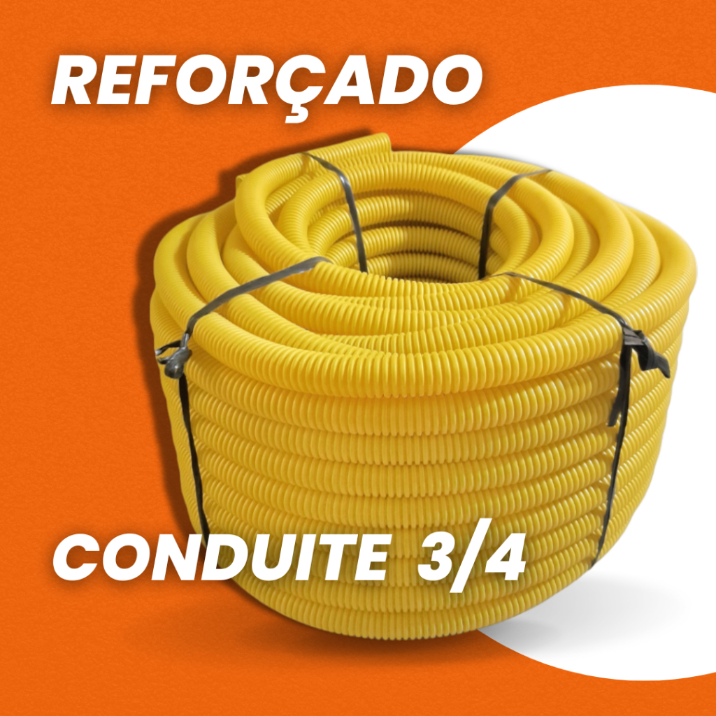 Conduíte Eletroduto Reforçado 50m ou 25m Amarelo 3/4 - Faz a Boa!