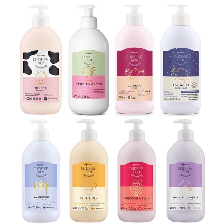 HIdratante Cuide-se bem boticario 400ml Beijinho, Melissa, Cereja livre ...