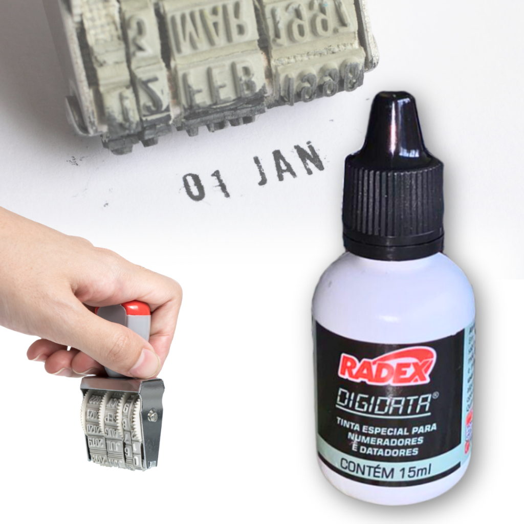 Tinta Para Carimbo Numerador e Datador Preto Recarga 15ml | Shopee Brasil