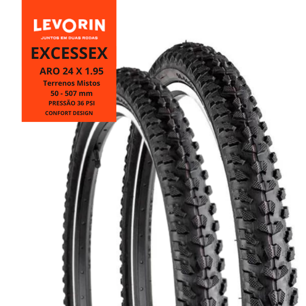 Levorin 02 Pneus Bicicleta Aro 24 Excessex (Modelo Cravo) Ciclismo Bike ...