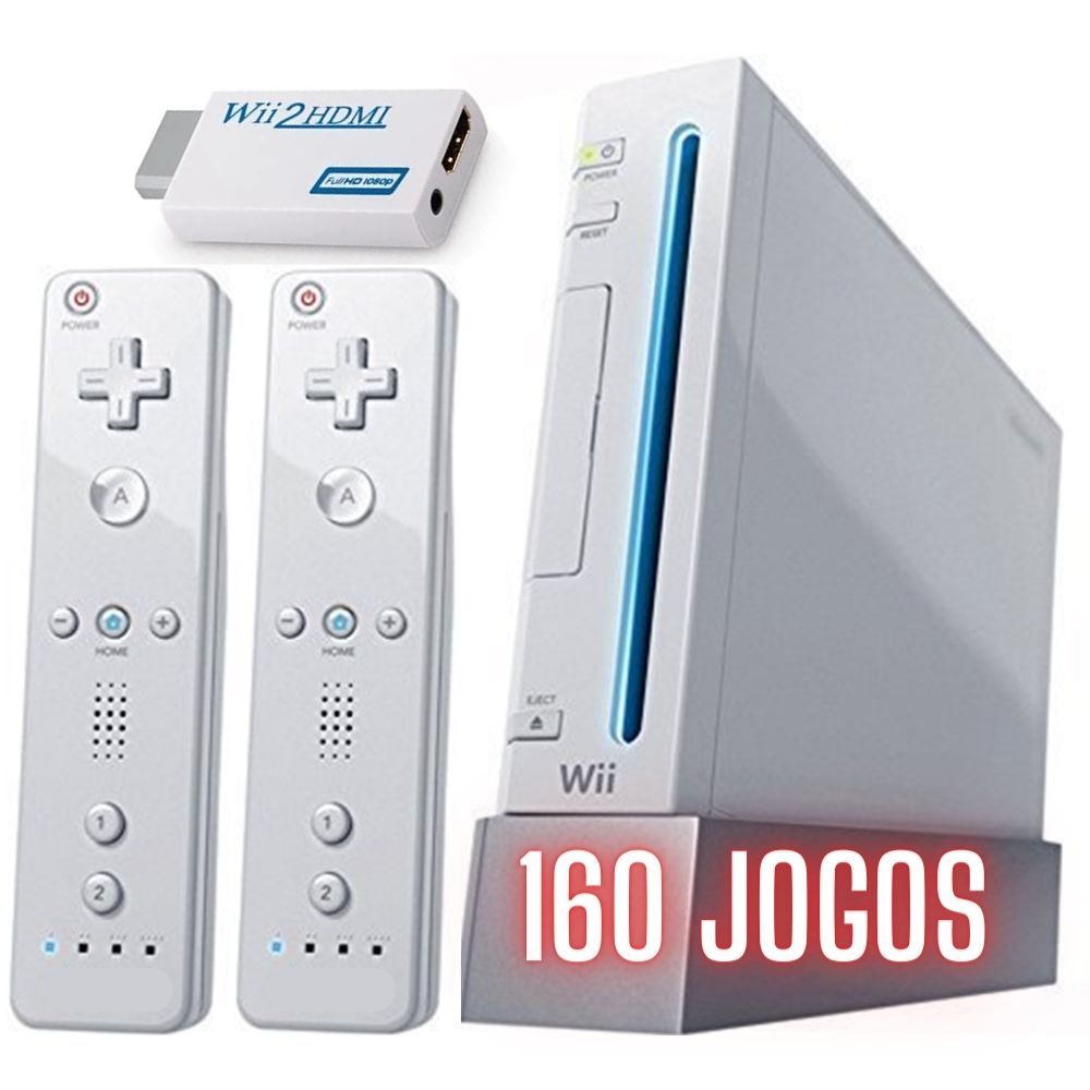 Console Nintendo Wii Completo Com 2 Kits De Controle, Adaptador Hdmi e ...