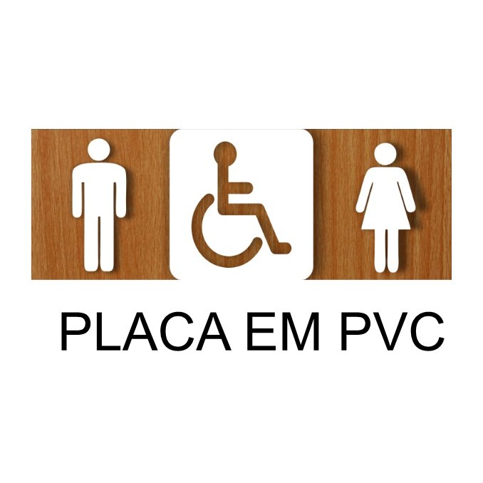 Placa Informativa Banheiro Unissex Pcd Deficiente Masc Fem em PVC ...