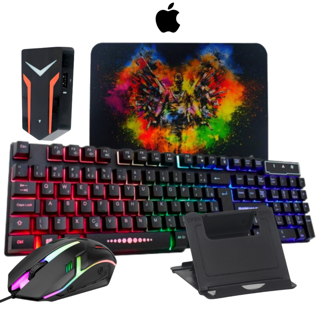 Mobilador kit Gamer Iphone Teclado Mouse Hub Otg Suporte Celular 6 ...