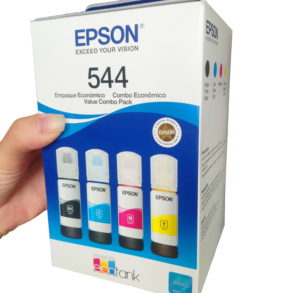 Tinta Original Kit 4 Cores Epson Ecotank L3150 L3250 L3210 T544 | Shopee Brasil