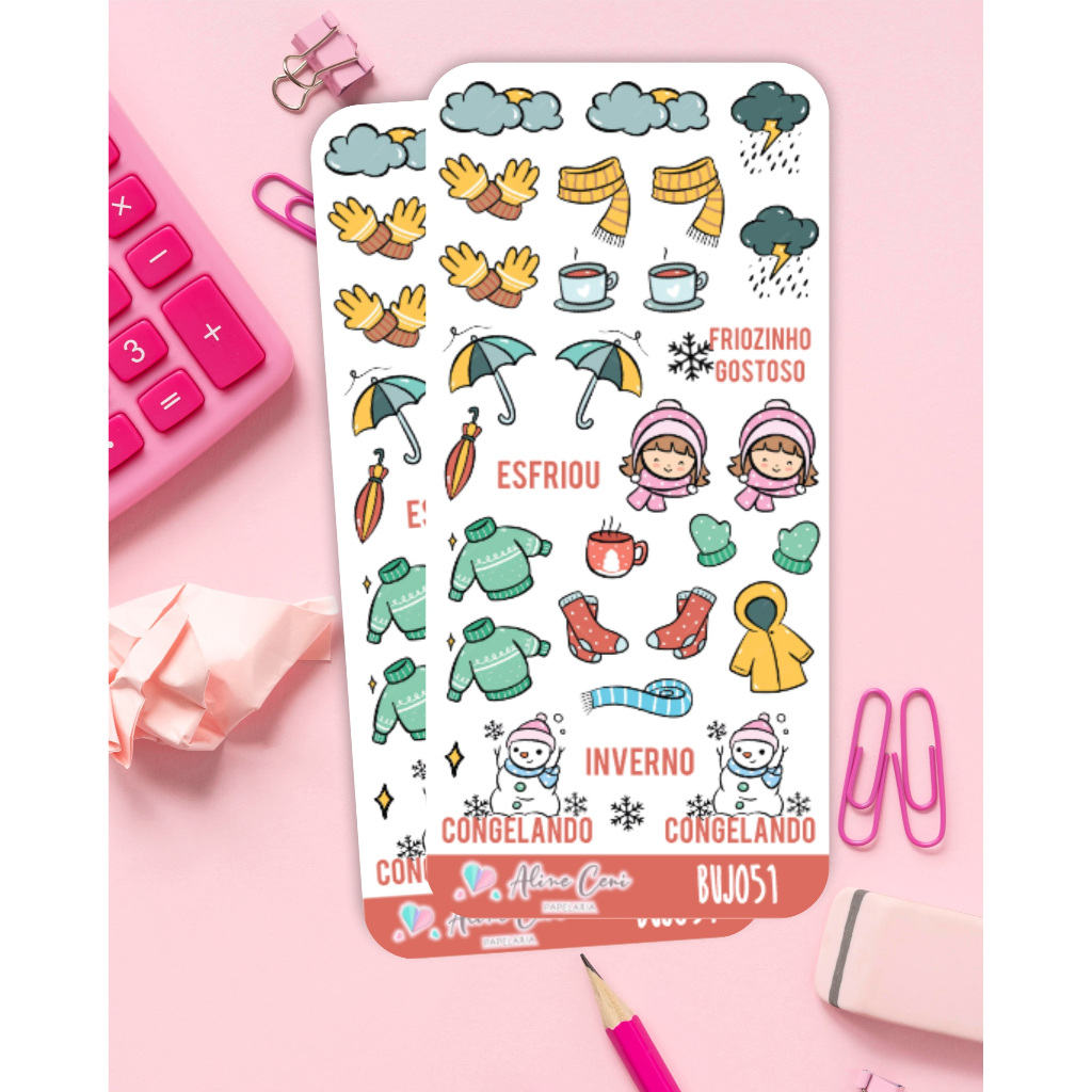 Mini adesivos - Cartela de adesivos decorativos para bujo e planner ...
