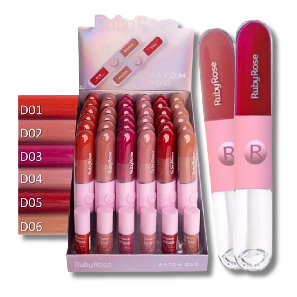Box com 36 Uni Gloss e Batom Liquido Duo - Ruby Rose G1 | Shopee Brasil