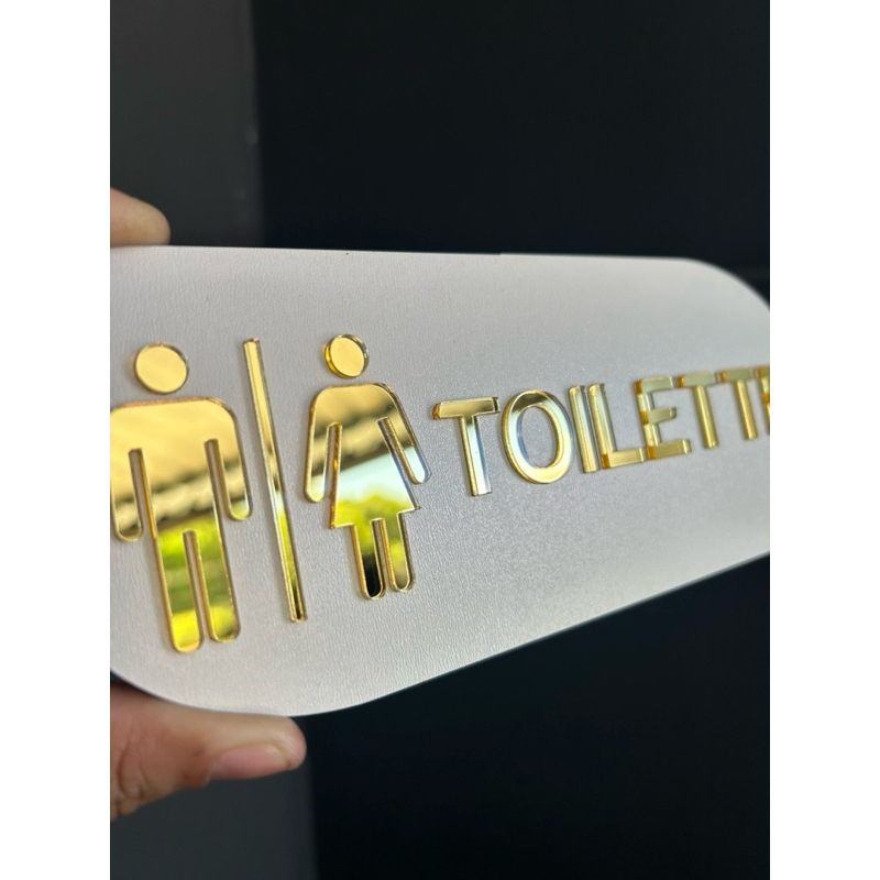 Placa Identificação de Porta, Toilette Banheiro Em Acrílico Espelhado ...